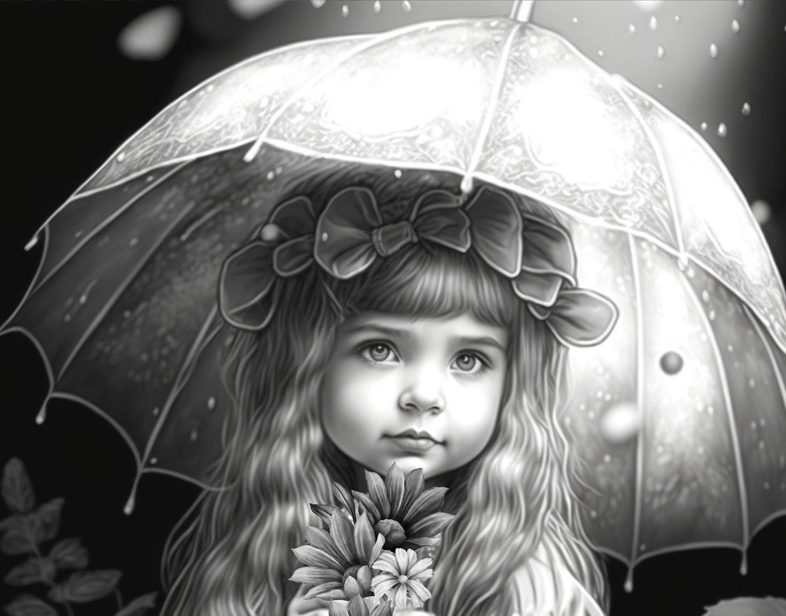 Little Girl With Umbrella Coloring Pages for Kids Adults - Etsy