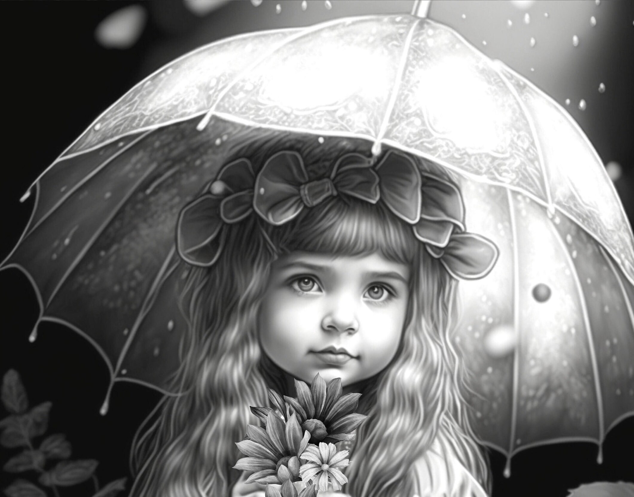 Little Girl With Umbrella Coloring Pages for Kids Adults - Etsy