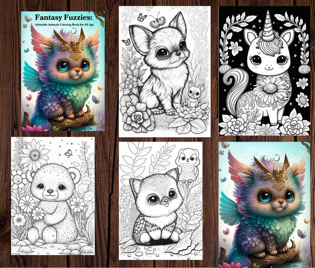 Fantasy Fuzzies: Adorable Animals Coloring Book for All Ages - Etsy