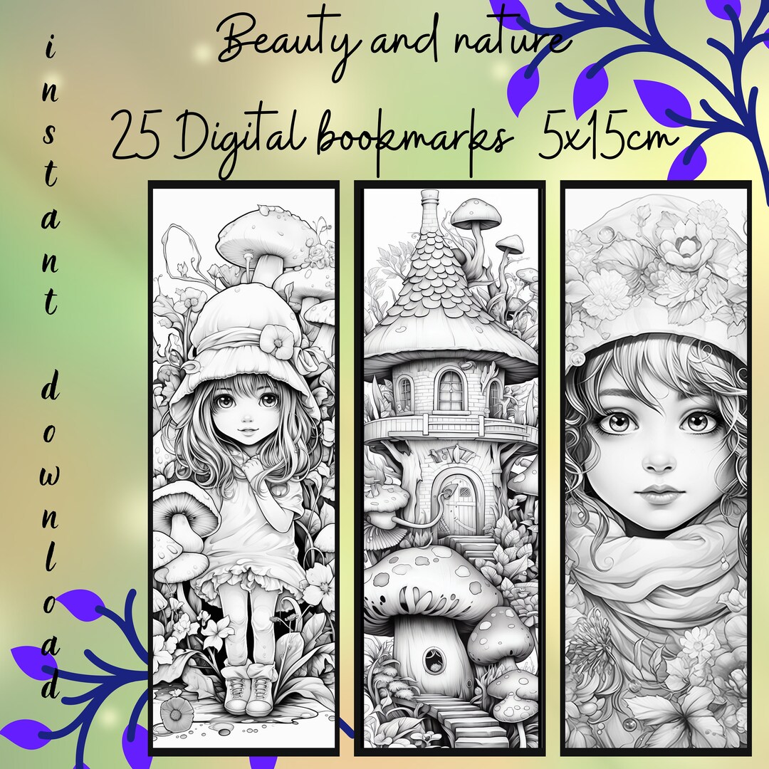 Beauty and Nature Set of 25 Bookmarks Digital Collage Printable JPG ...