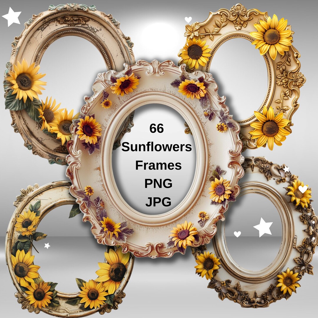 SUNFLOWERS FRAMES Collage Digital Images Printable Download File ...
