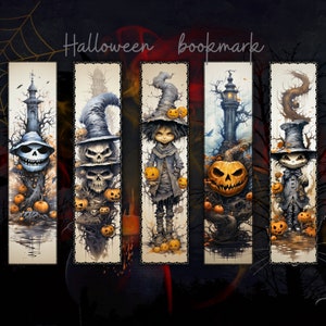 Set 2 Halloween 20 Bookmarks Printable Bookmarks Digital Download ...