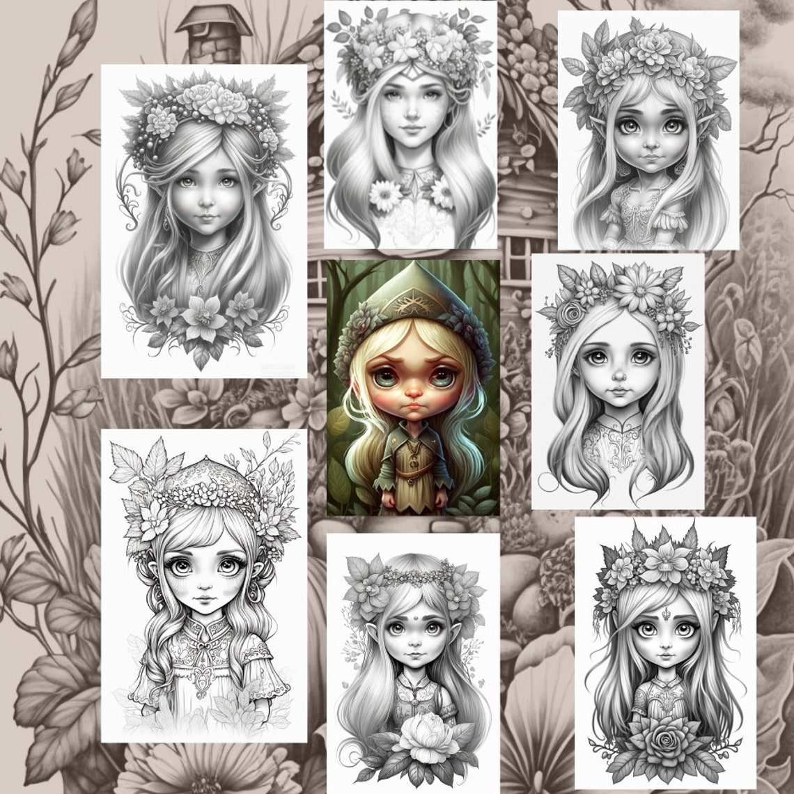 49 Coloring Pages With Cute Gnome Princesses Coloring Pages - Etsy