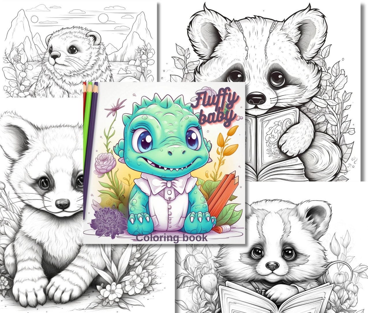 Fluffy Baby : Adult Coloring Book Digital Download 65 Pages - Etsy