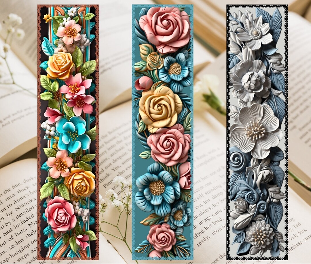 3D Bookmarks Set2 of 10 Bookmarks Digital Collage Printable JPG File ...