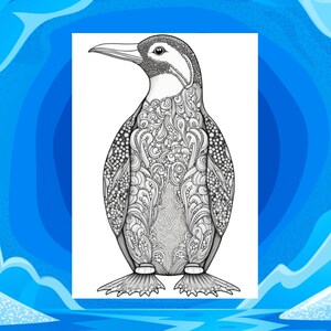 10 Penguin Mandala , Adult and Kids Coloring Book Page, /digital ...