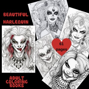 Beautiful Harlequin Coloring Pages for Adults and Kids, Instant ...
