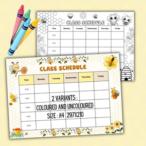 BEES Theme School Timetable Instant Download. Printable Back to School ...