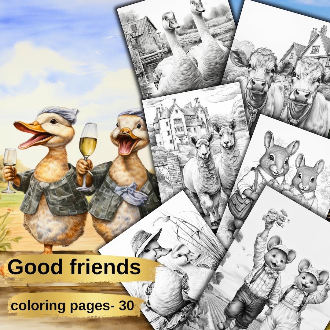 Good Friends Coloring Pages Book for Adults , Instant Download ...