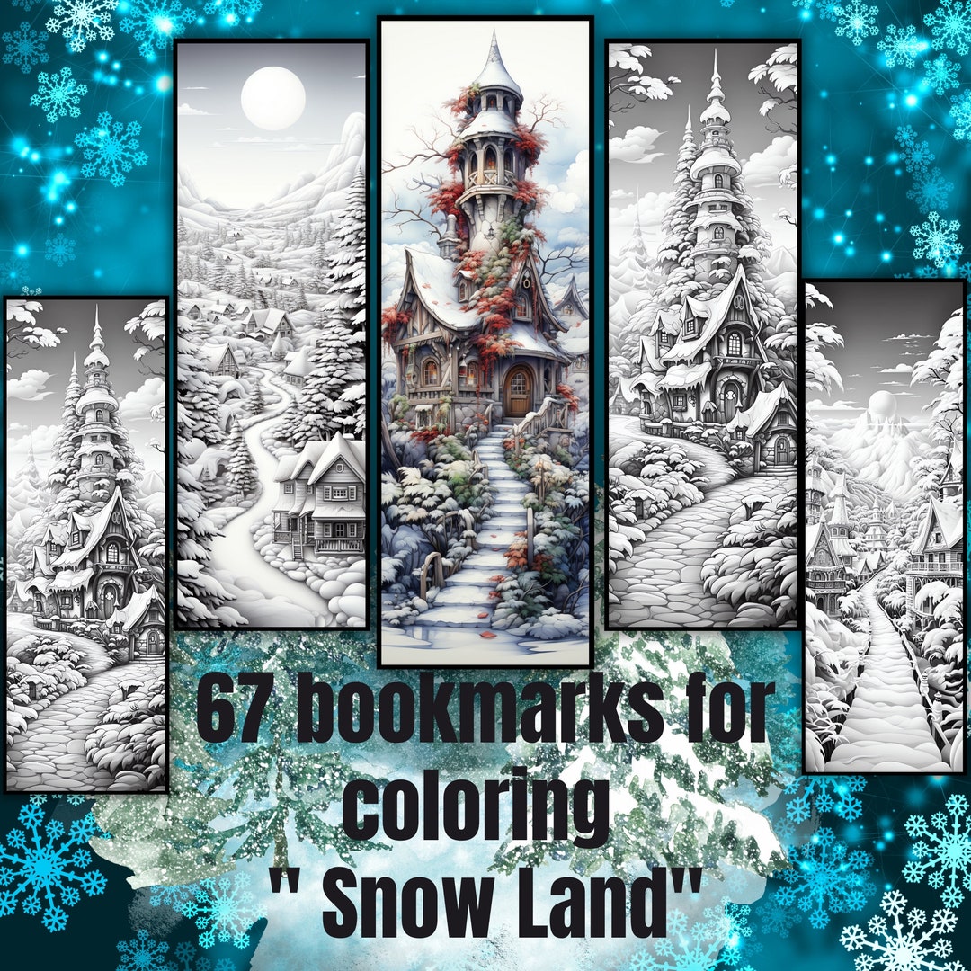 67 Bookmarks for Coloring Snow Land Digital Download JPG Bookmark Set ...