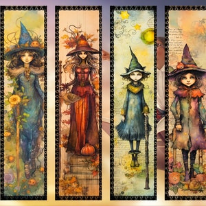 Set 2 Halloween Bookmarks Printable Bookmarks Digital Download Bookmark ...