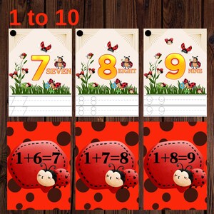 Number Tracing Flashcards, Ladybug, Printable, Counting, Learn Numbers ...