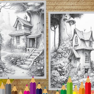 Coloring Book whimsical Dwellings: A Fairy House Coloring Book Coloring ...