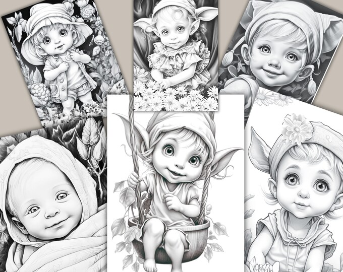 Enchanted Elflings Coloring Pages for Adults and Kids, Instant Download ...