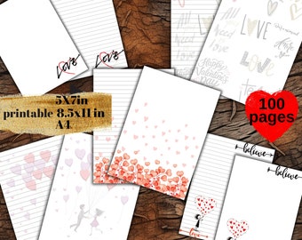 Hearts Stationery Printable Stationery Stationery Valentine's Day Gift ...