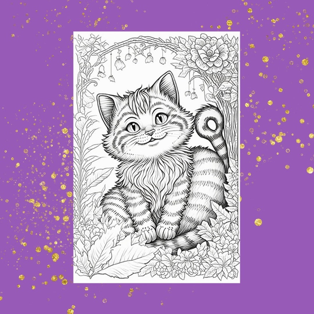 Adult and Kids Coloring Book Page, /digital Download/the Cheshire Cat ...