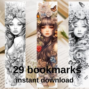 Fairy Bookmarks 29 Coloring Bookmarks Digital Collage Printable JPG ...