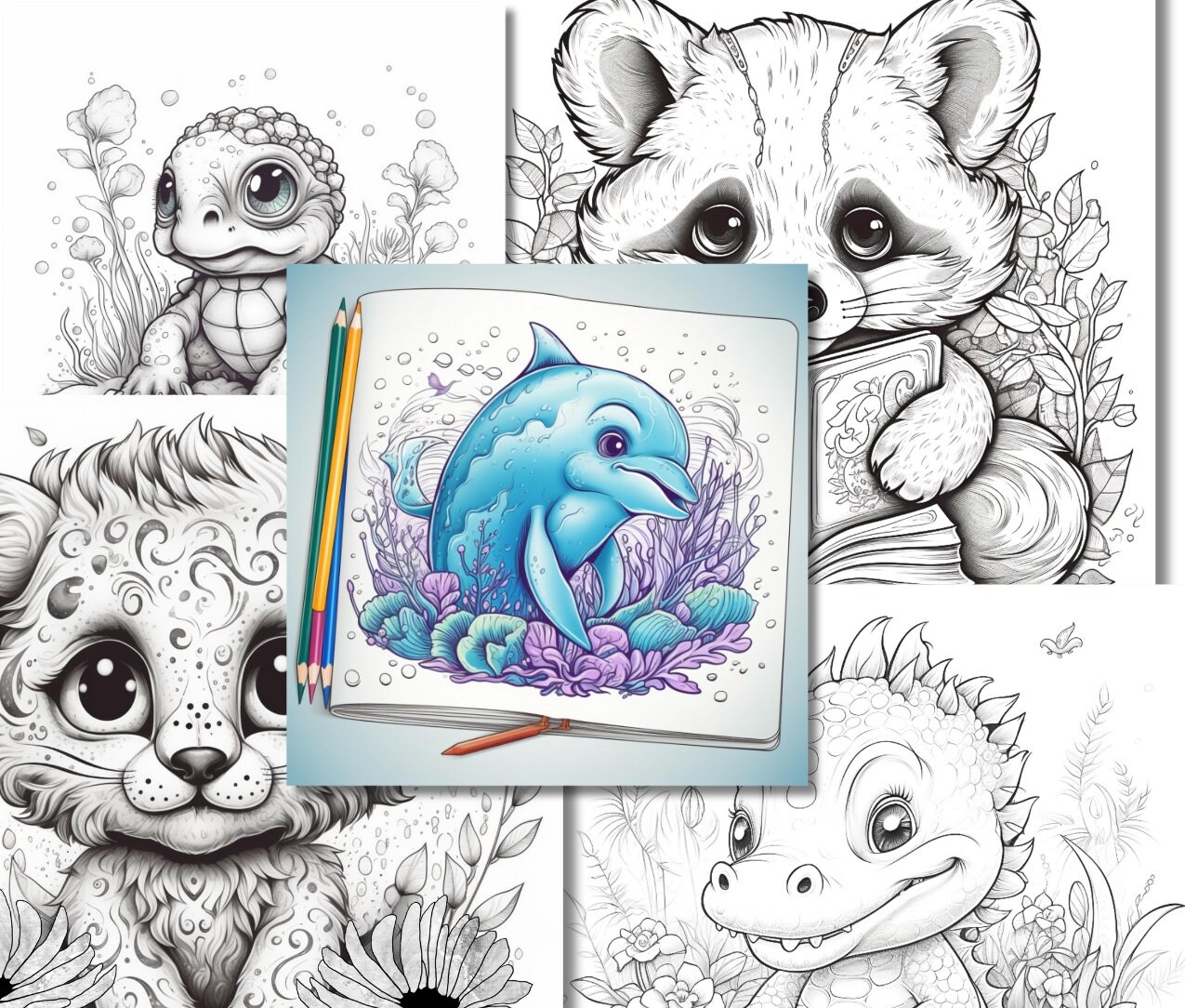 Fluffy Baby : Adult Coloring Book Digital Download 65 Pages - Etsy