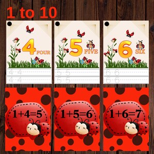 Number Tracing Flashcards, Ladybug, Printable, Counting, Learn Numbers ...