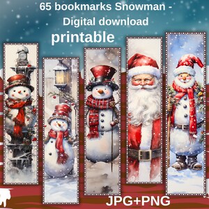 Snowman Printable Bookmarks Bundle Digital Download PNG JPG Commercial ...