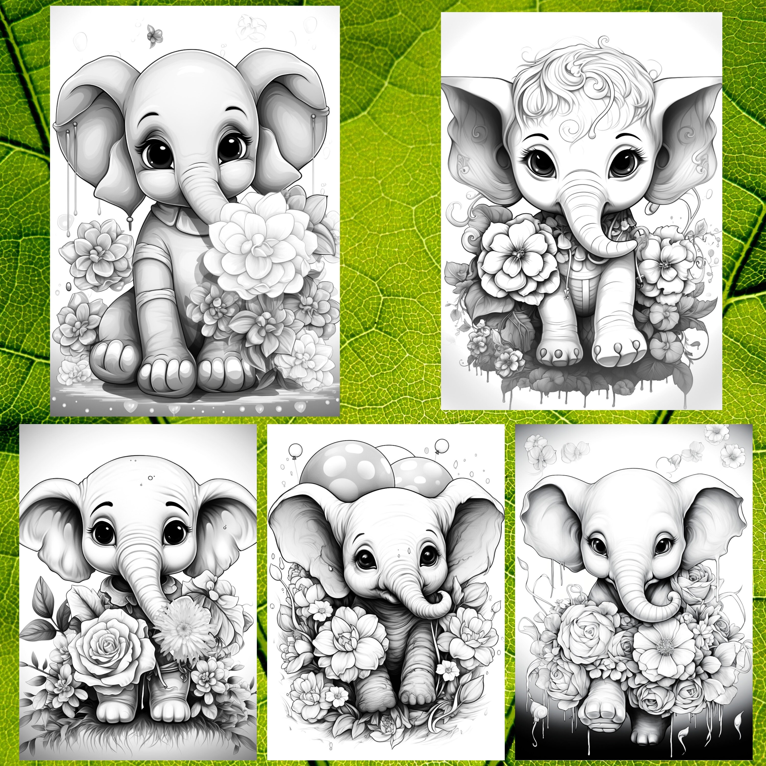 56 Little Elephant Coloring Pages for Adults and Kids - Etsy