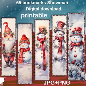 Snowman Printable Bookmarks Bundle Digital Download PNG JPG Commercial ...