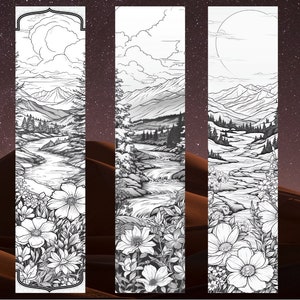 Coloring Landscape Bookmarks Set of 15 Coloring Bookmarks Digital ...