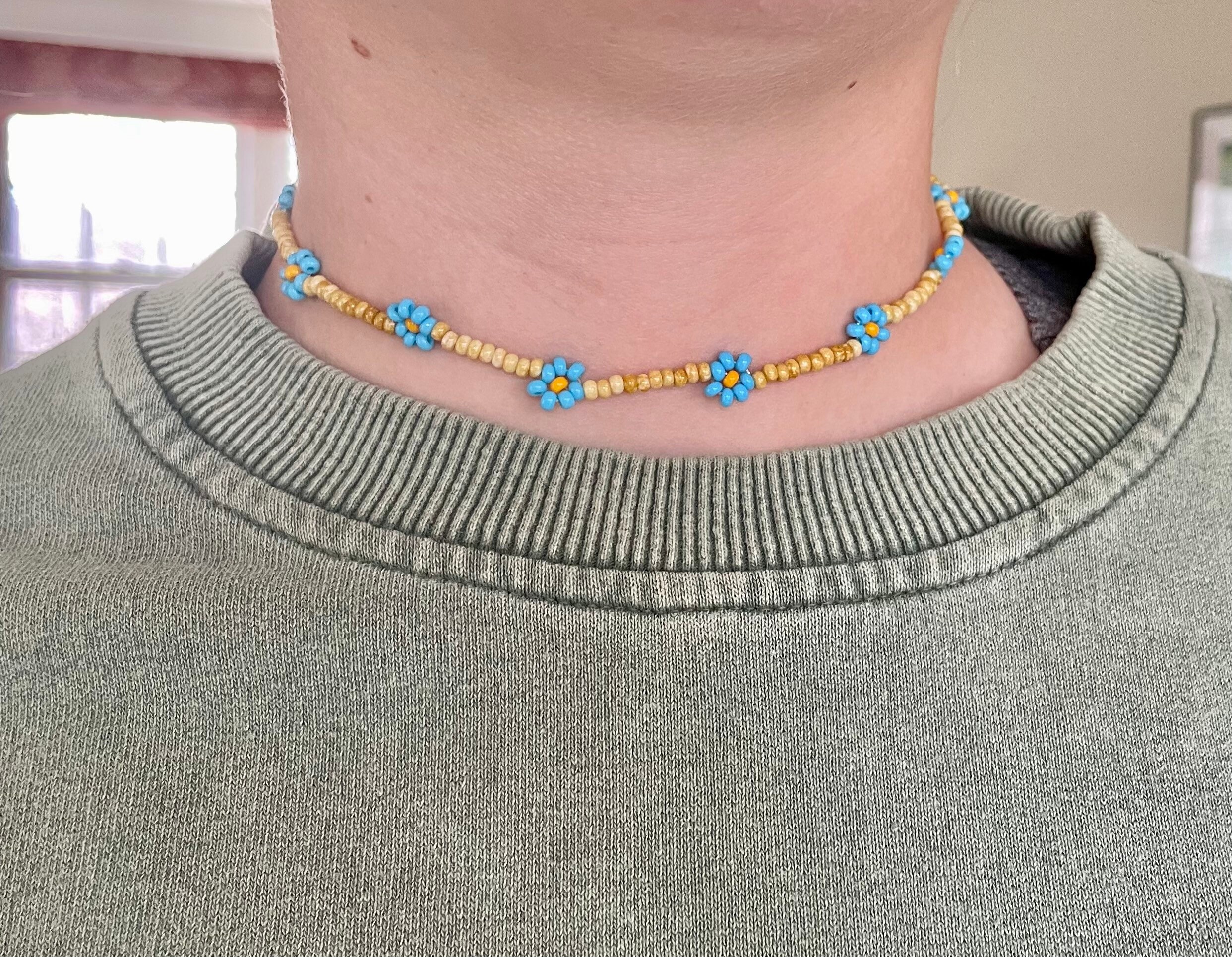 Summer Daisy Flower Bead Necklace/choker -choose Length - Etsy