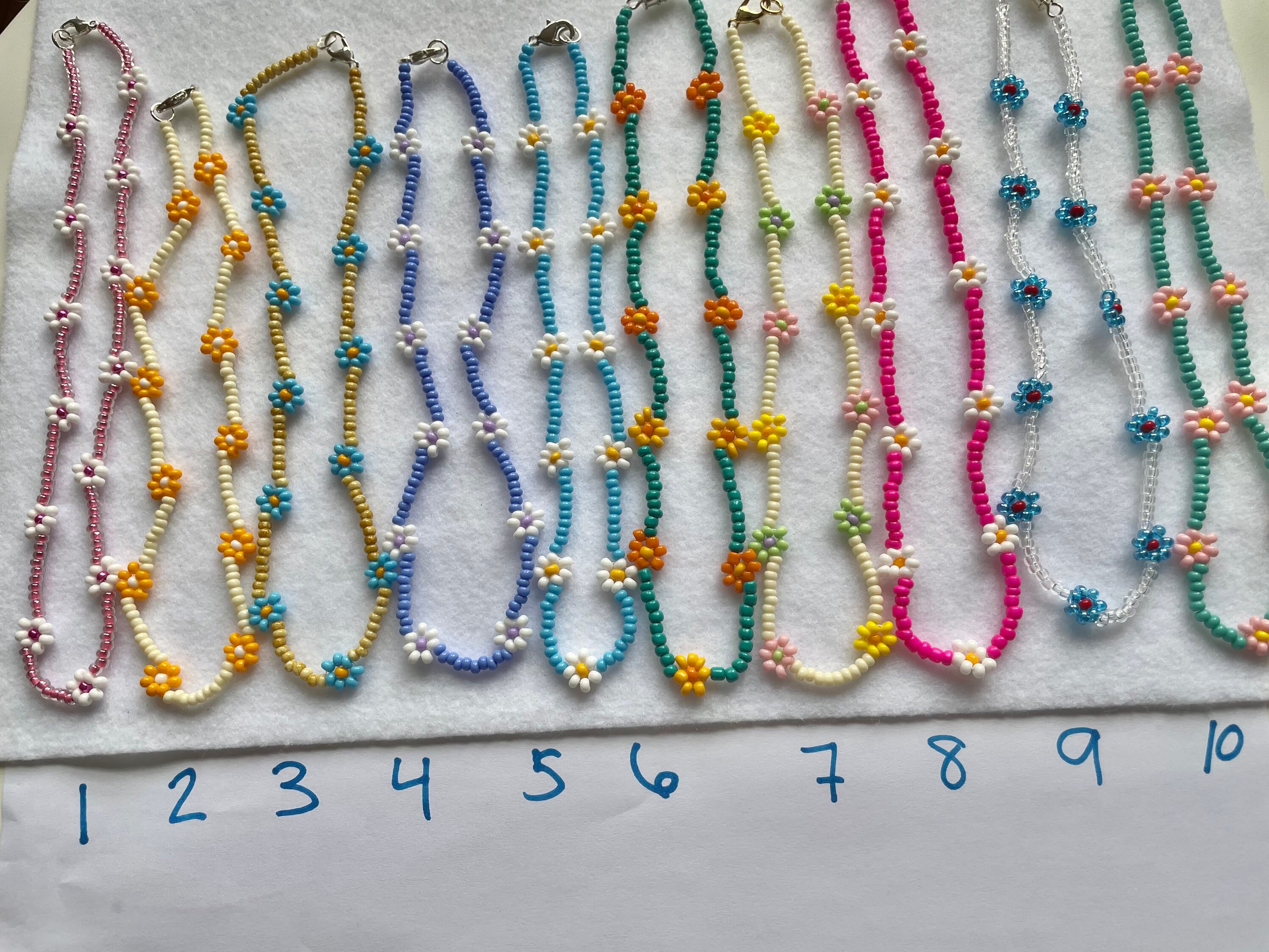 Summer Daisy Flower Bead Necklace/choker -choose Length - Etsy