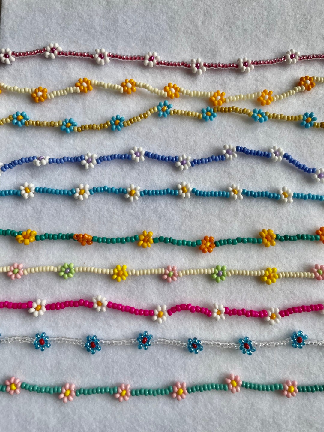 Summer Daisy Flower Bead Necklace/choker -choose Length - Etsy