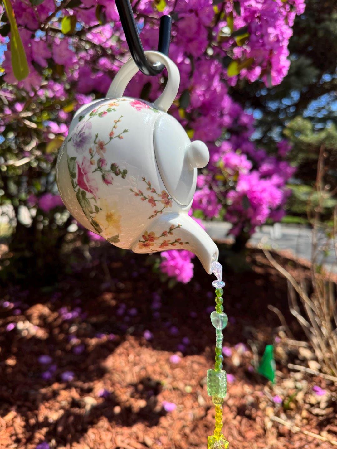 Garden Art Upcycled Tea Pot With Pouring Sun-catching Beads. Make a ...