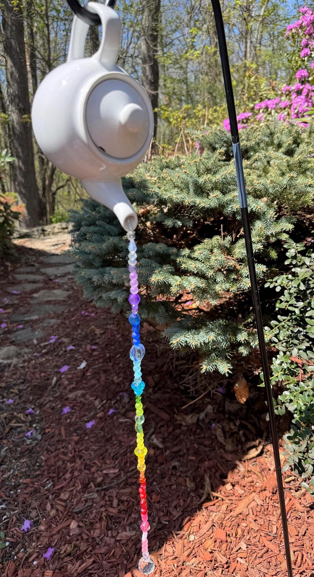 Garden Art Upcycled Tea Pot With Pouring Sun-catching Beads. Make a ...