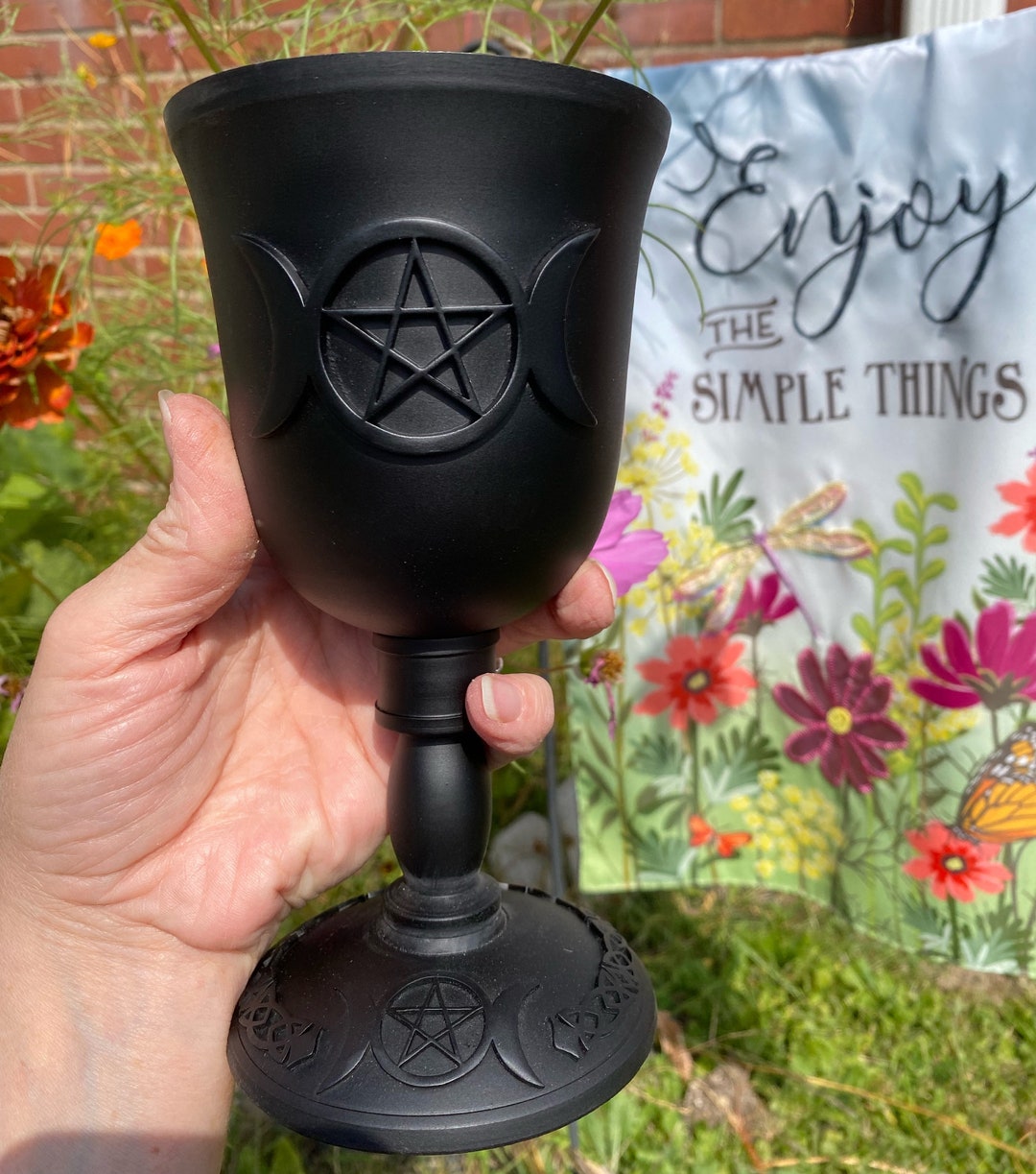 Cast Iron Chalice/goblet,triple Moon/pentacle/tree of Life, Witchs ...