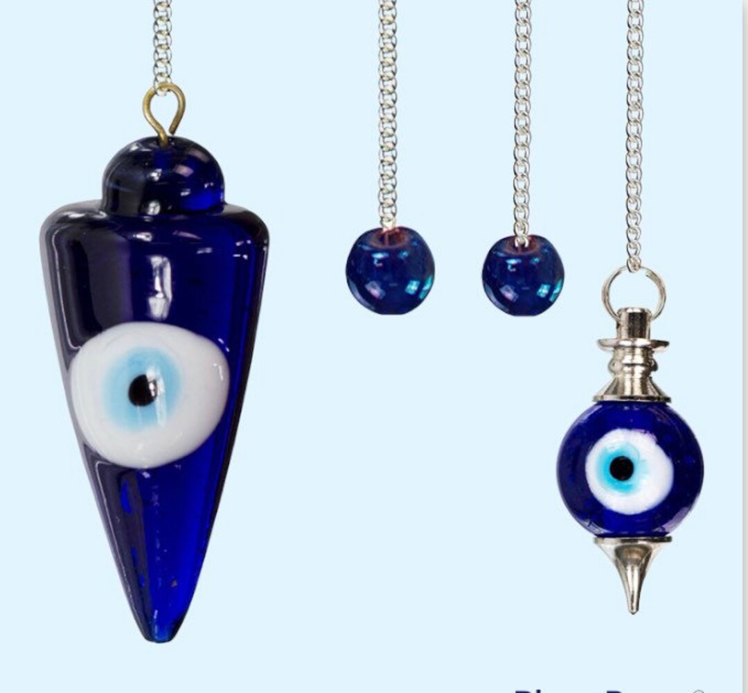Evil Eye Talisman & Sephoroton Pendulums, Divination, Pendulum, Evil Eye Glass Pendulums - Etsy