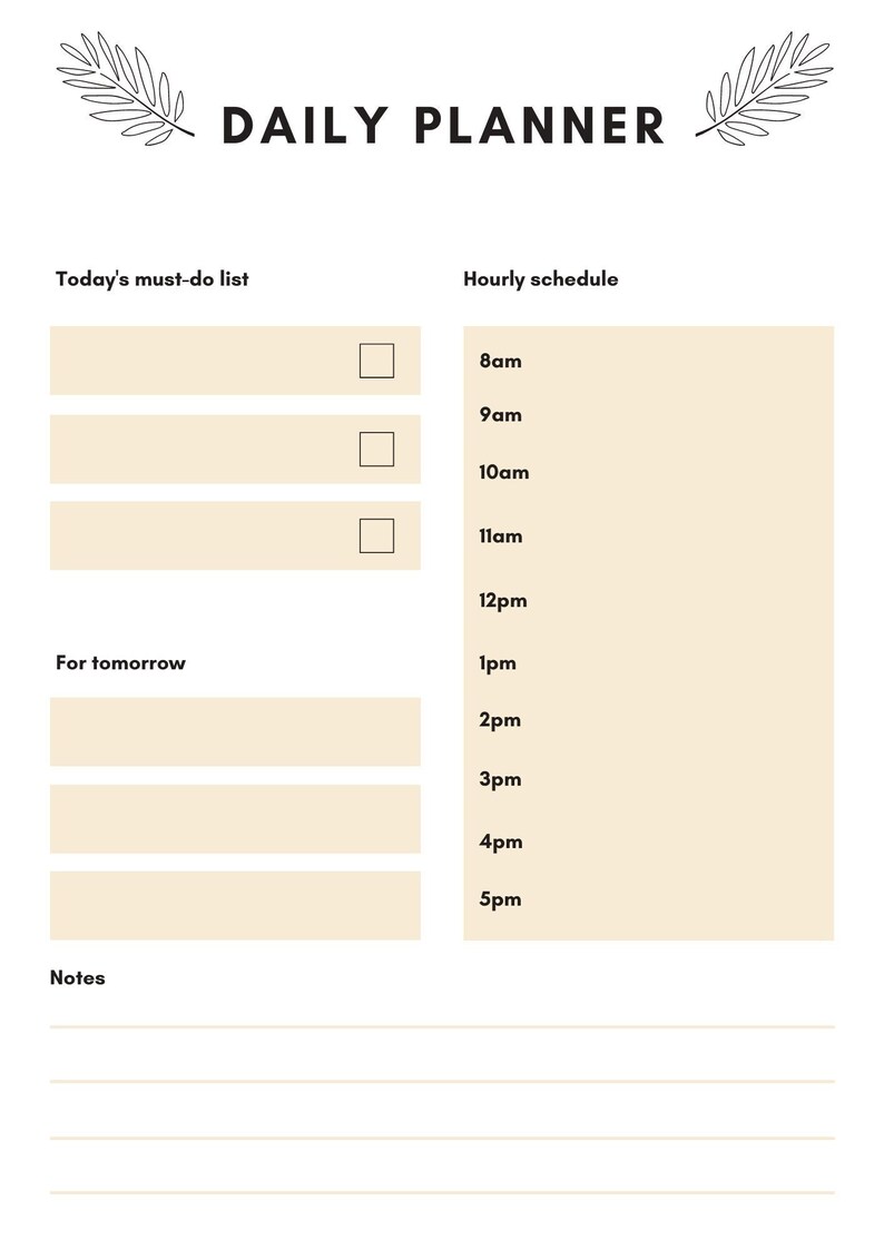 Minimalist Daily Schedule Planner to Do List Digital Printable - Etsy