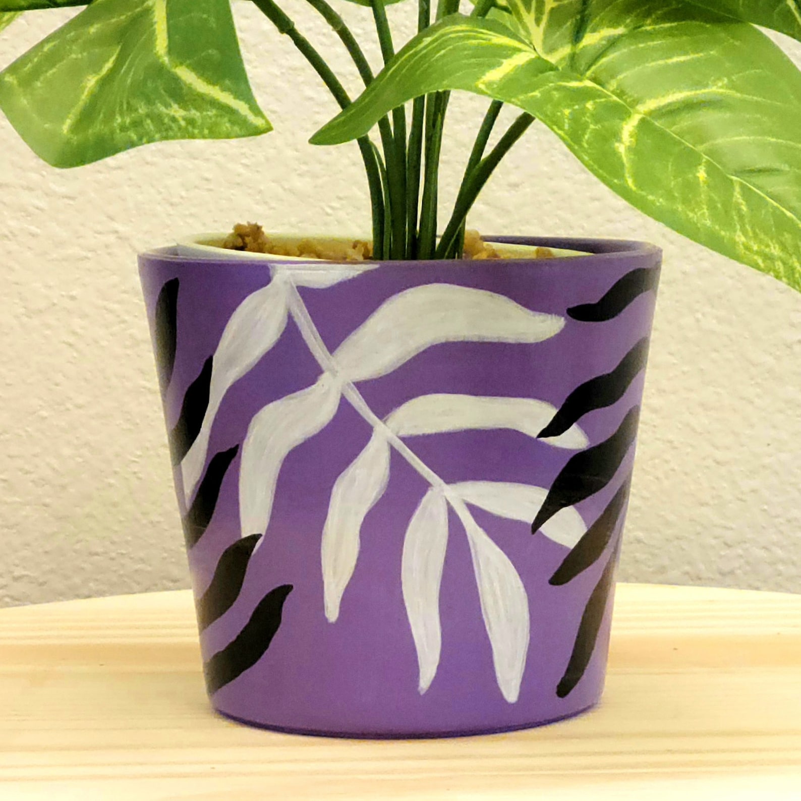 Leaves Design Planter Unique Design Painted Clay Pots That - Etsy