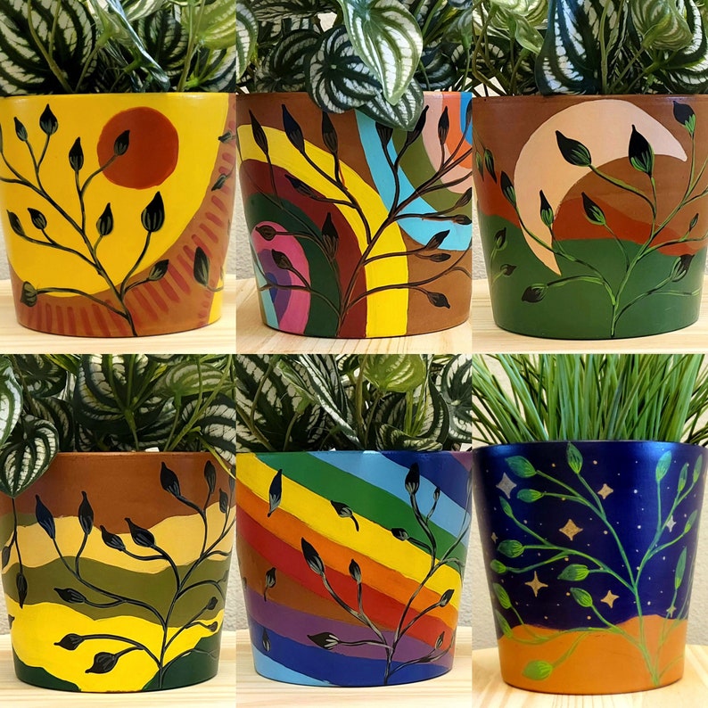 Sunshine Design Planters Unique Design Colorful Boho - Etsy