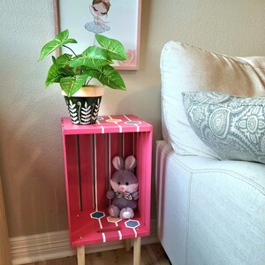 Colorful Wooden Crate End Table, Unique Table or Plant Stand Made From ...