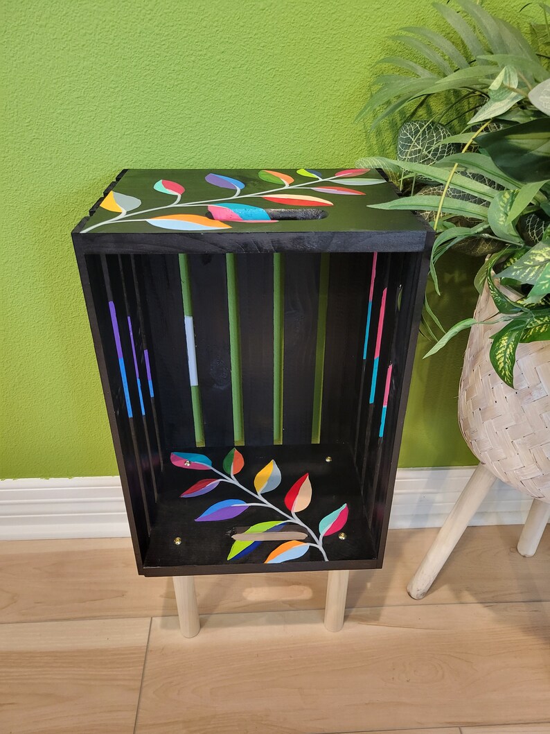 Colorful Wooden Crate End Table Unique Table or Plant Stand - Etsy