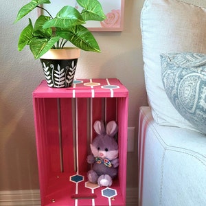 Colorful Wooden Crate End Table, Unique Table or Plant Stand Made From ...