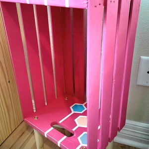 Colorful Wooden Crate End Table, Unique Table or Plant Stand Made From ...