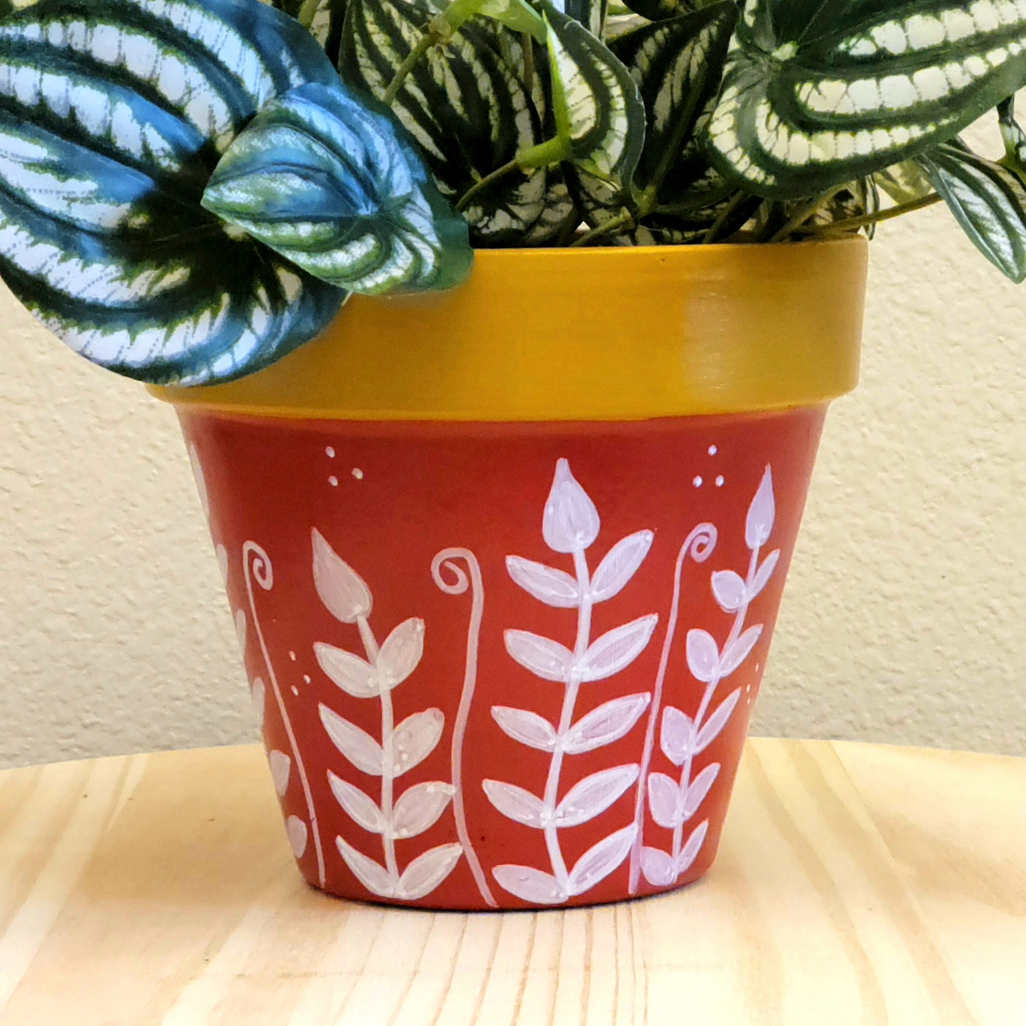 Dual Color Planters Unique Design Painted Clay Pots That Are - Etsy