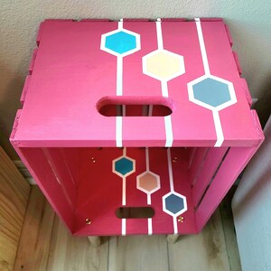 Colorful Wooden Crate End Table, Unique Table or Plant Stand Made From ...