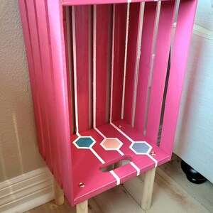 Colorful Wooden Crate End Table, Unique Table or Plant Stand Made From ...