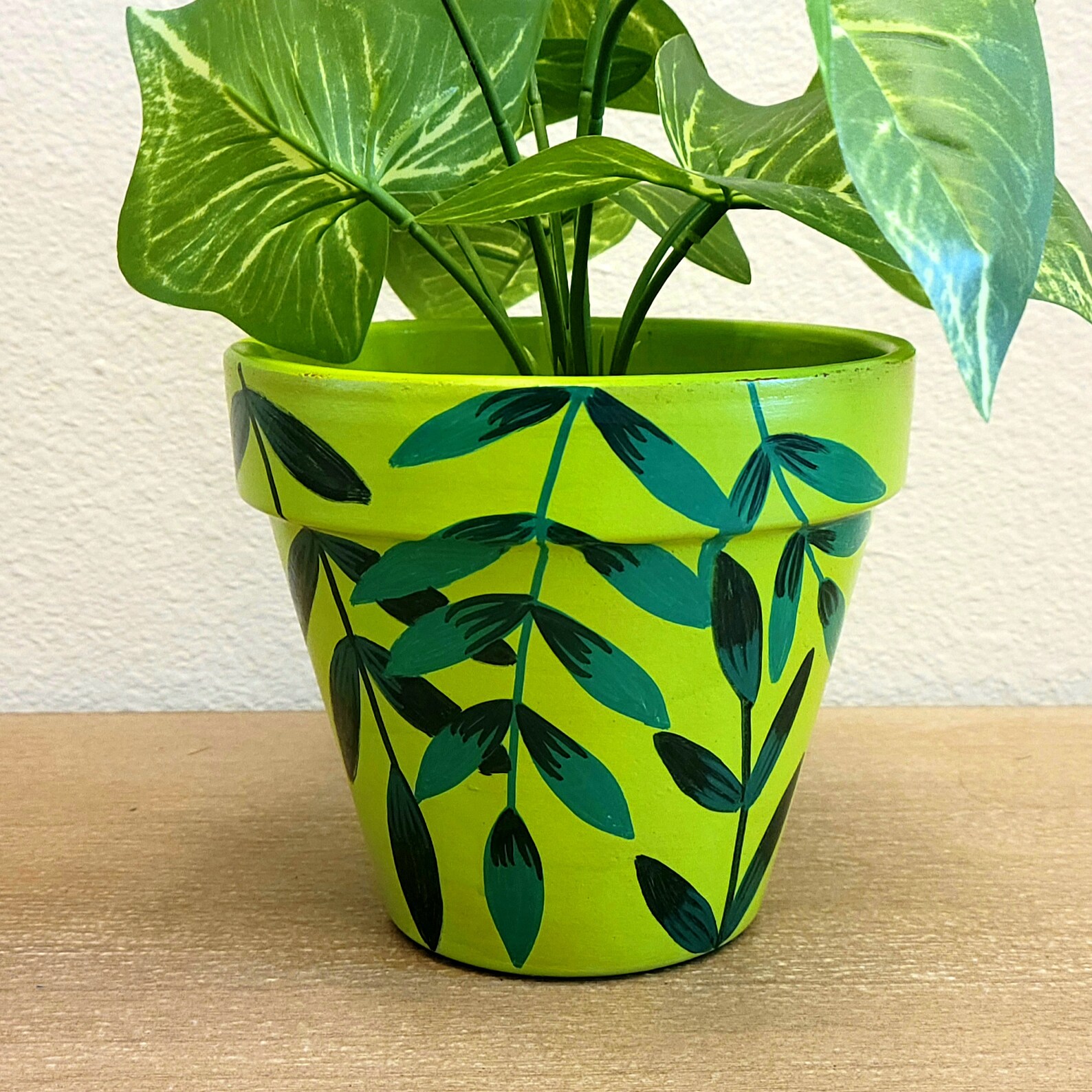 Colorful Leaves Planter, Unique Design Painted Clay Pots That Are ...