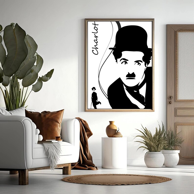 Charlie Chaplin Silhouette Vector SVG/PDF Celebrity Wall Art for Cricut ...