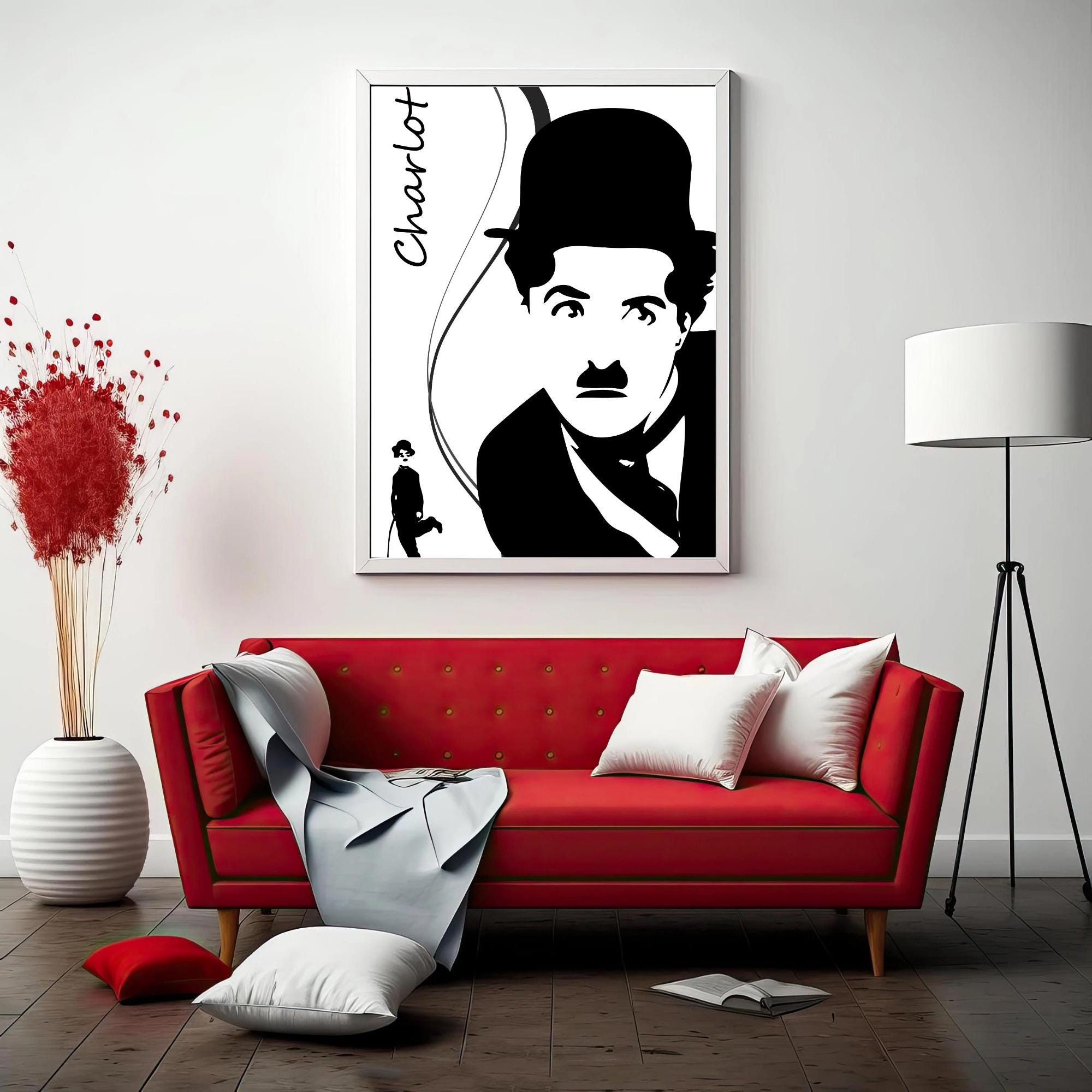 Charlie Chaplin Silhouette Vector SVG/PDF - Celebrity Wall Art for ...