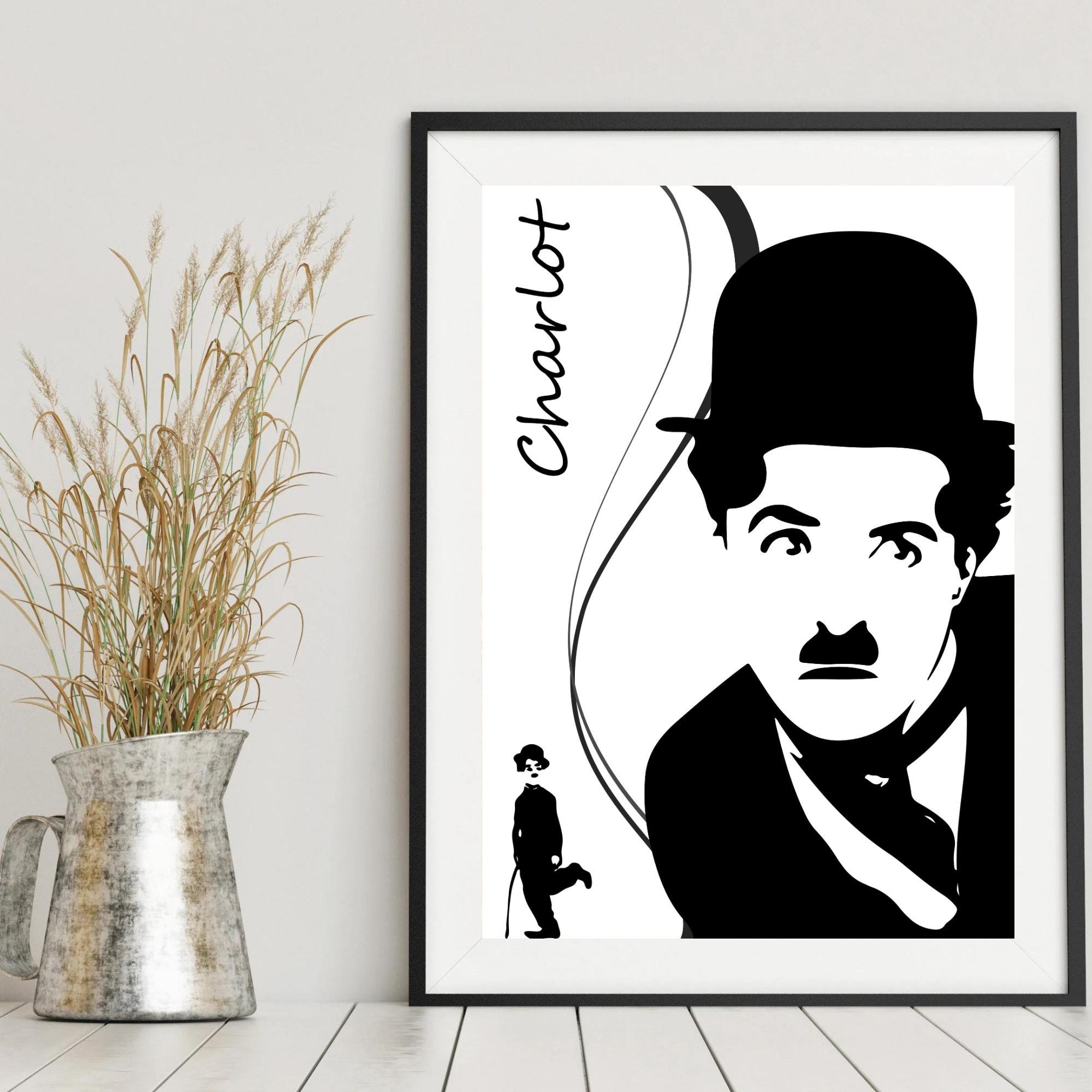 Charlie Chaplin Silhouette Vector SVG/PDF - Celebrity Wall Art for ...