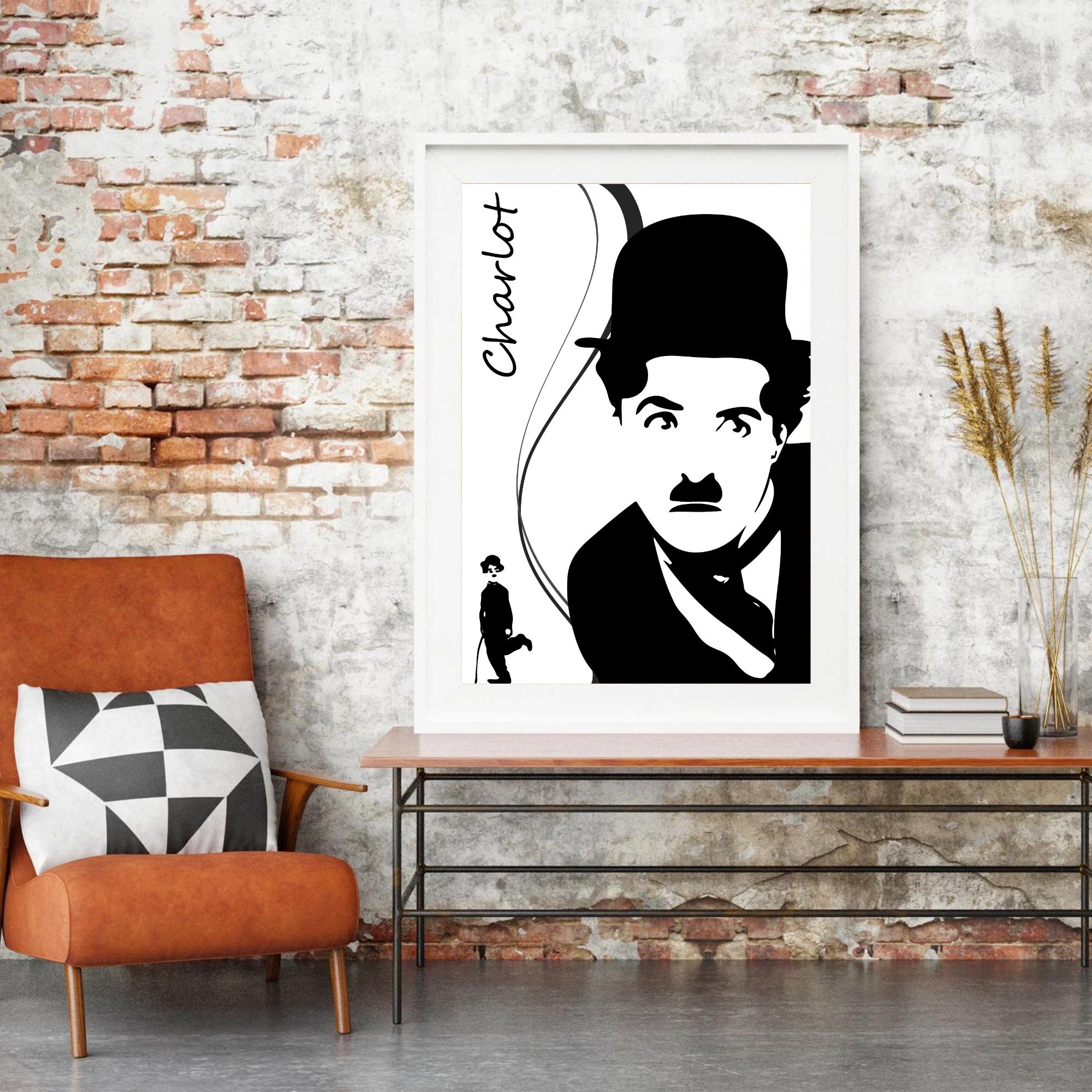 Charlie Chaplin Silhouette Vector SVG/PDF - Celebrity Wall Art for ...