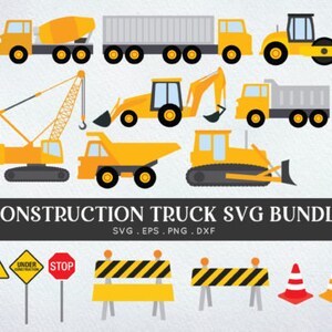 Yellow Construction Trucks Svg Bundle, Kid SVG, Construction SVG ...